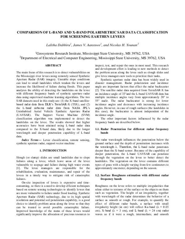 (PDF) Comparison of L-band and X-band polarimetric SAR data ...
