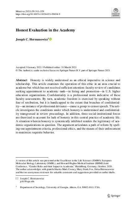 (PDF) Honest Evaluation in the Academy