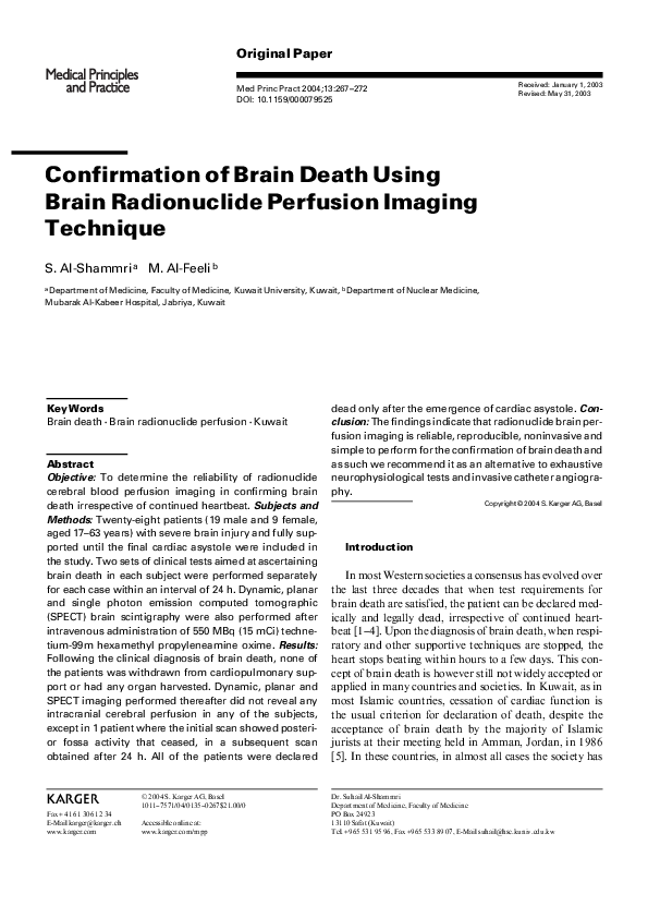 (PDF) Confirmation of Brain Death Using Brain Radionuclide Perfusion ...