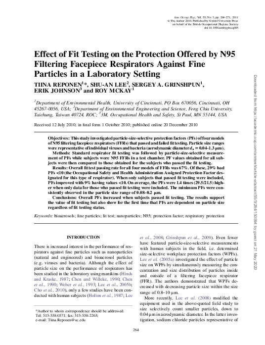 (PDF) Effect of Fit Testing on the Protection Offered by N95 Filtering ...