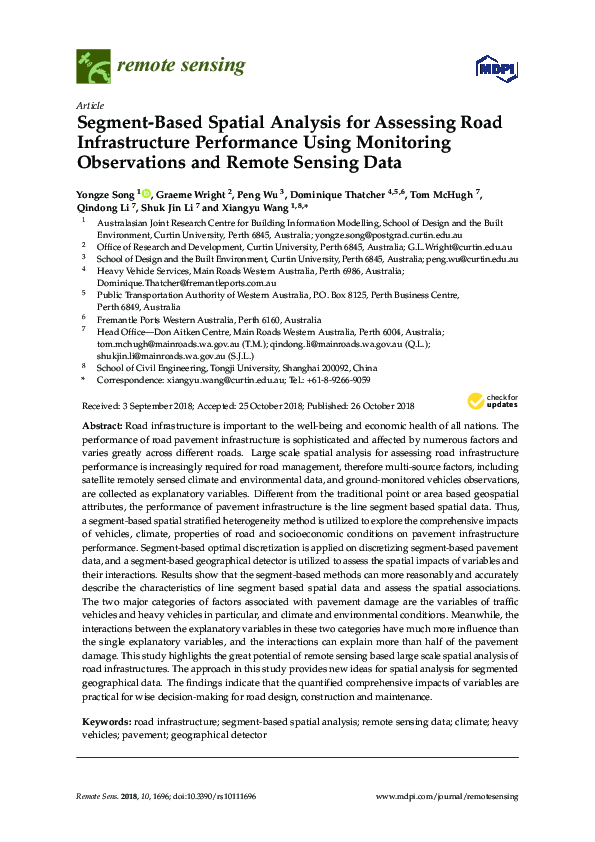 (PDF) Segment-Based Spatial Analysis for Assessing Road Infrastructure Performance Using ...