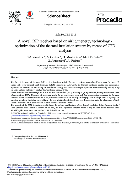 (PDF) A Novel CSP Receiver Based on Airlight Energy Technology ...