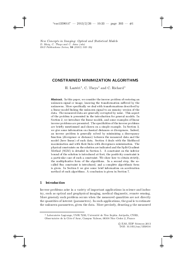 (PDF) Constrained Minimization Algorithms