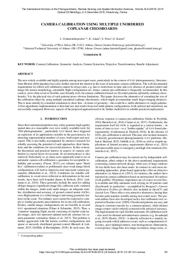 Pdf Camera Calibration Using Multiple Unordered Coplanar Chessboards
