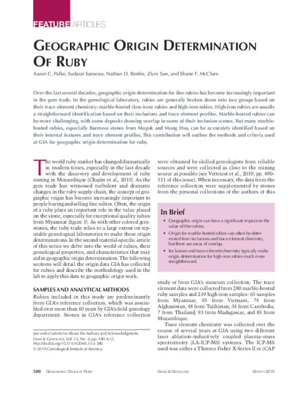 (PDF) Geographic Origin Determination of Ruby