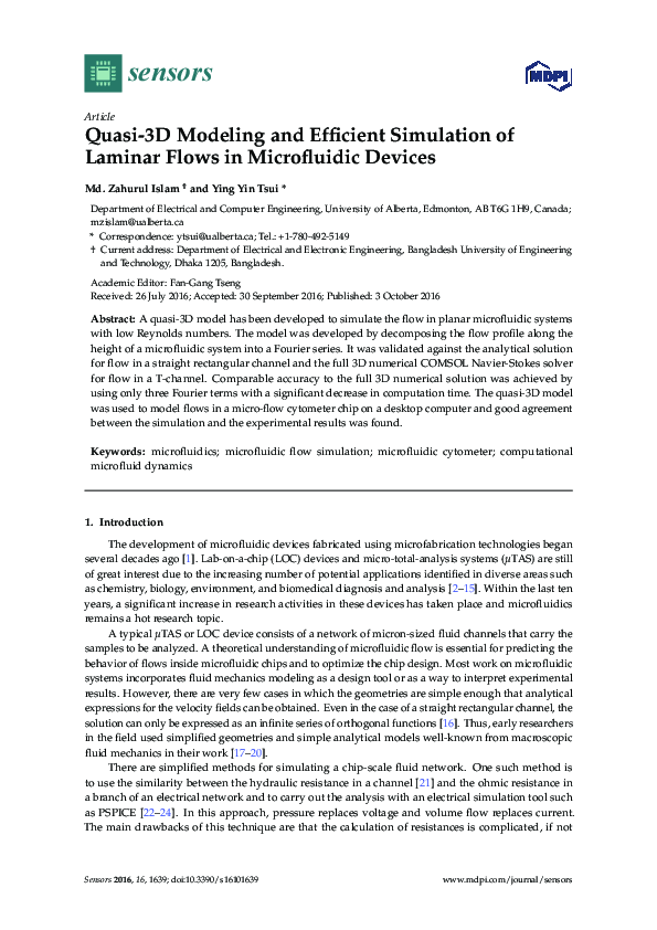 (PDF) Quasi-3D Modeling and Efficient Simulation of Laminar Flows in ...