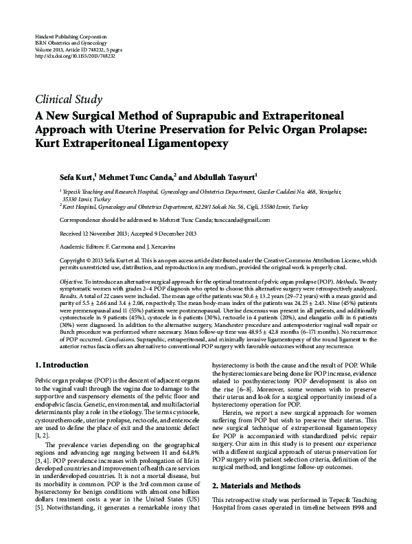 (PDF) A New Surgical Method of Suprapubic and Extraperitoneal Approach ...