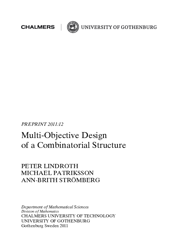 (PDF) Multi-objective design of a combinatorial structure