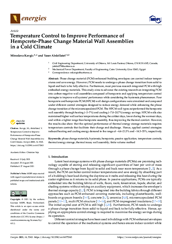 (PDF) Temperature Control to Improve Performance of Hempcrete-Phase ...