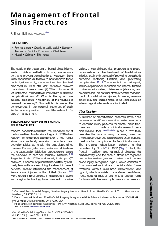 (PDF) Management of Frontal Sinus Fractures | Dale Rice - Academia.edu