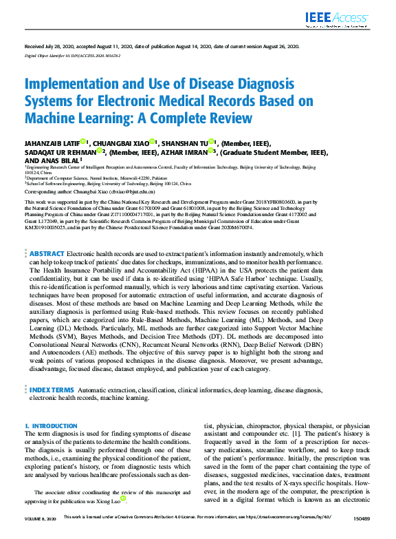 Pdf Implementation And Use Of Disease Diagnosis Systems For Electronic Medical Records Based