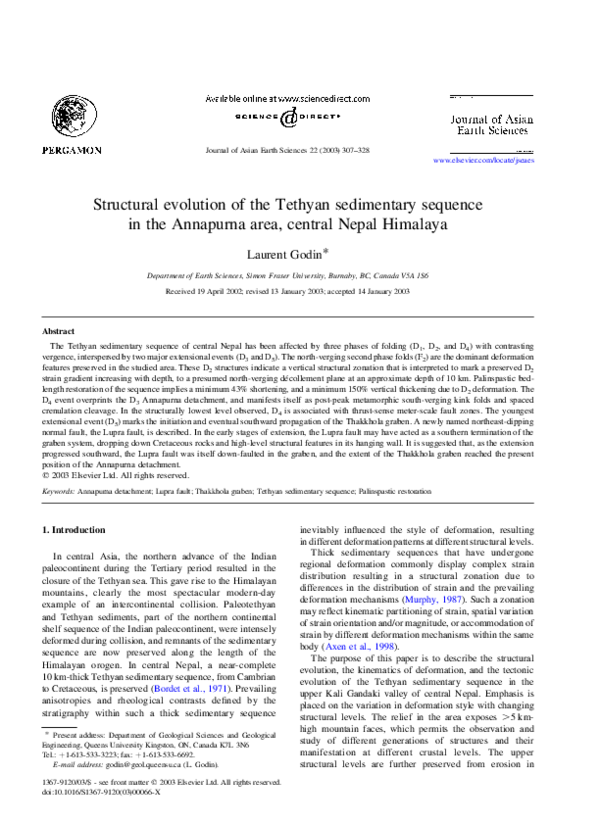 (PDF) Structural evolution of the Tethyan sedimentary sequence in the ...