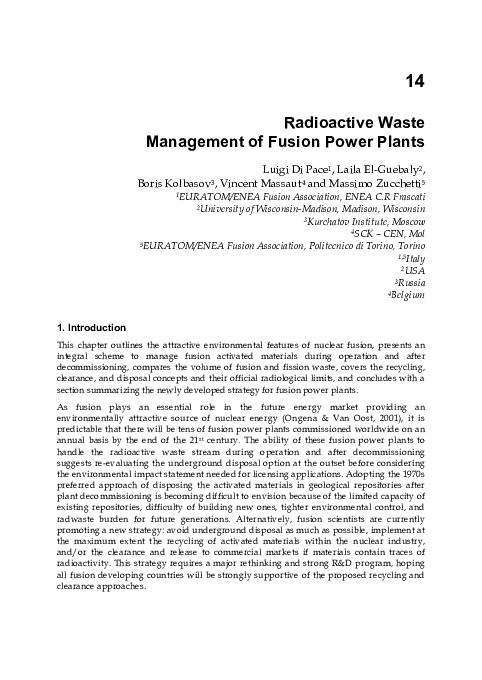 (PDF) Radioactive Waste Management of Fusion Power Plants