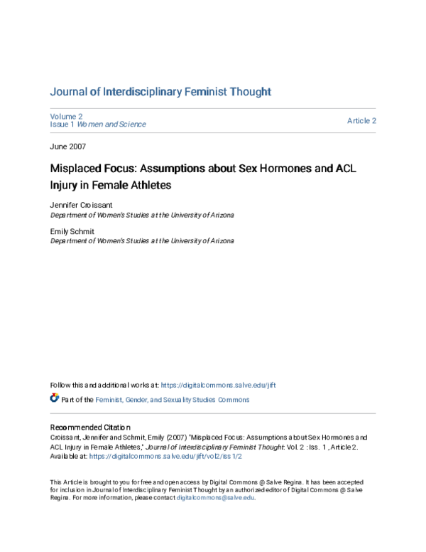 (PDF) Misplaced Focus: Assumptions about Sex Hormones and ACL Injury in ...