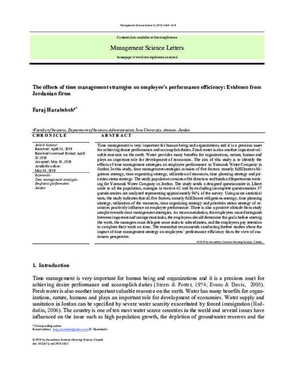 (PDF) The effects of time management strategies on employee’s ...