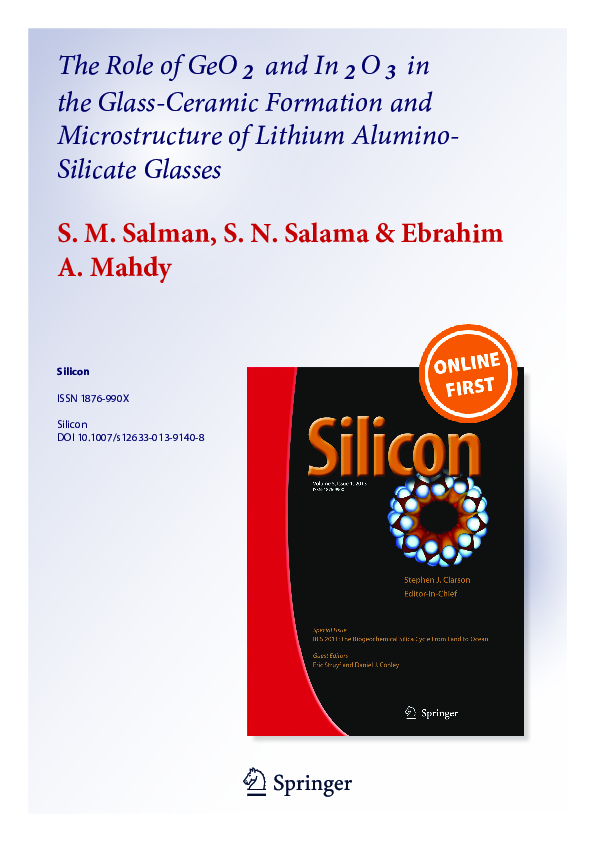 (PDF) GeO2 and In2O3 in Lithium Alumino-Silicate Glasses