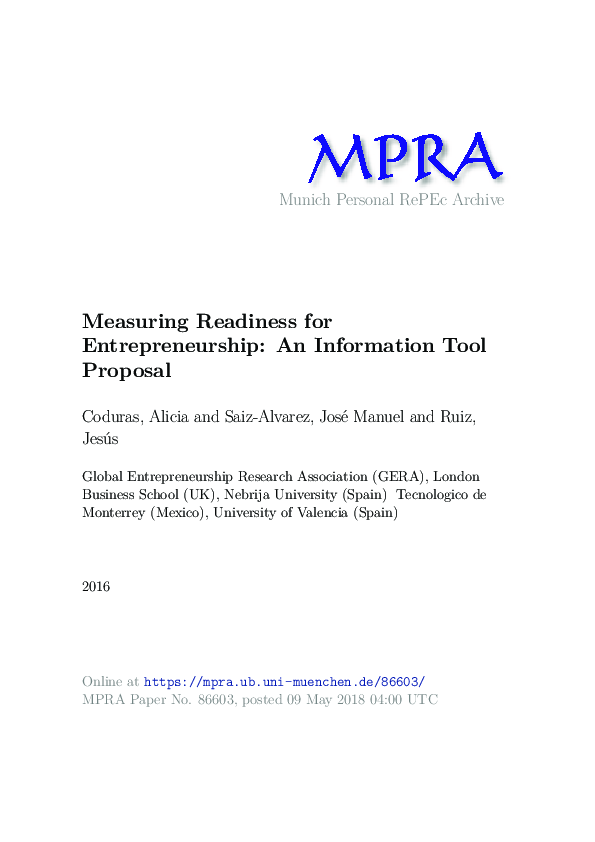 (PDF) Measuring readiness for entrepreneurship: An information tool ...