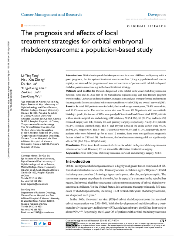 (PDF) The prognosis and effects of local treatment strategies for ...