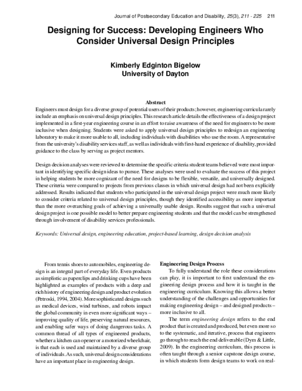 (PDF) Designing for Success: Developing Engineers Who Consider ...