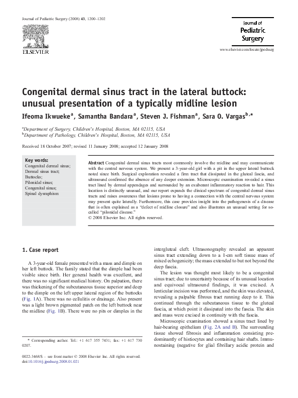 (PDF) Congenital dermal sinus tract in the lateral buttock: unusual ...
