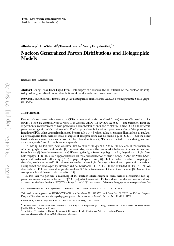 (PDF) Nucleon Generalized Parton Distributions and Holographic Models