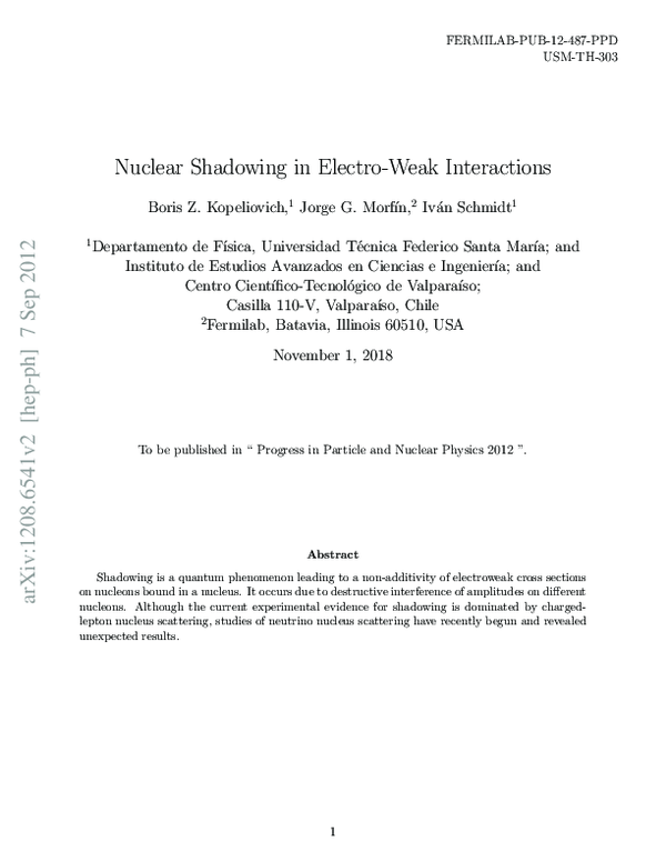 (PDF) Nuclear shadowing in electro-weak interactions