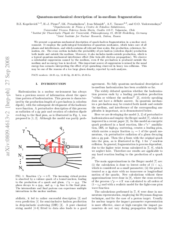 (PDF) Quantum-mechanical description of in-medium fragmentation