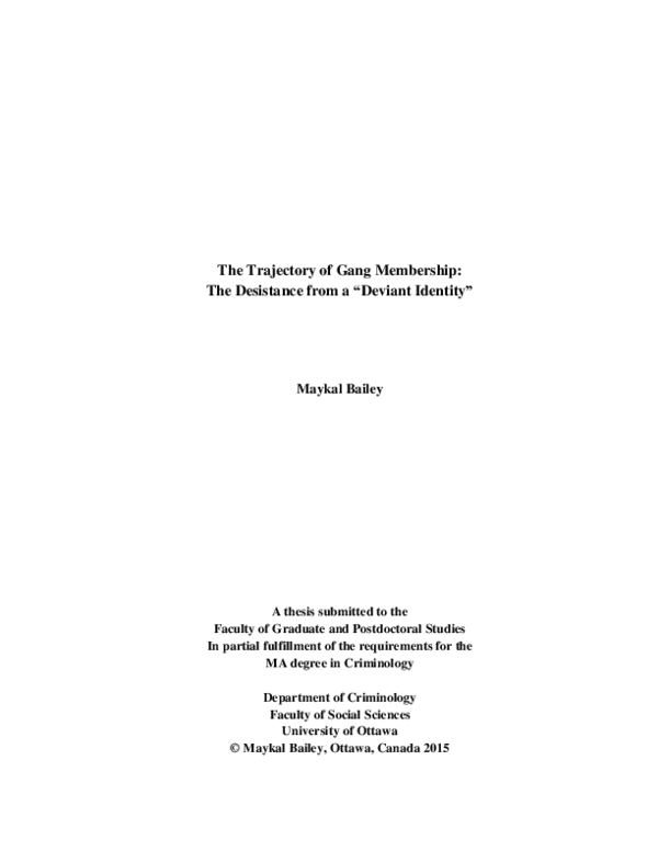 (PDF) The Trajectory of Gang Membership: The Desistance from a "Deviant ...
