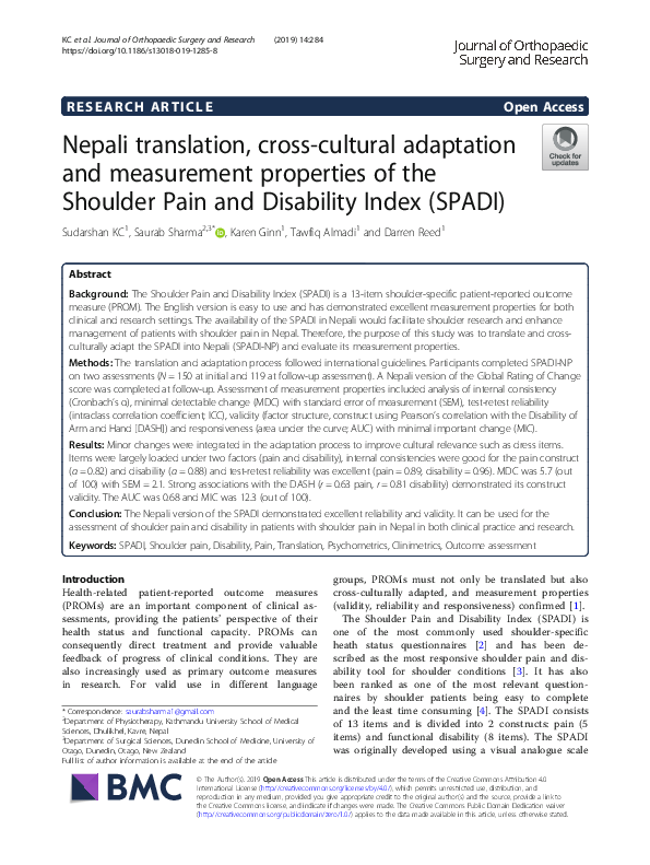 (PDF) Nepali translation, cross-cultural adaptation and measurement ...