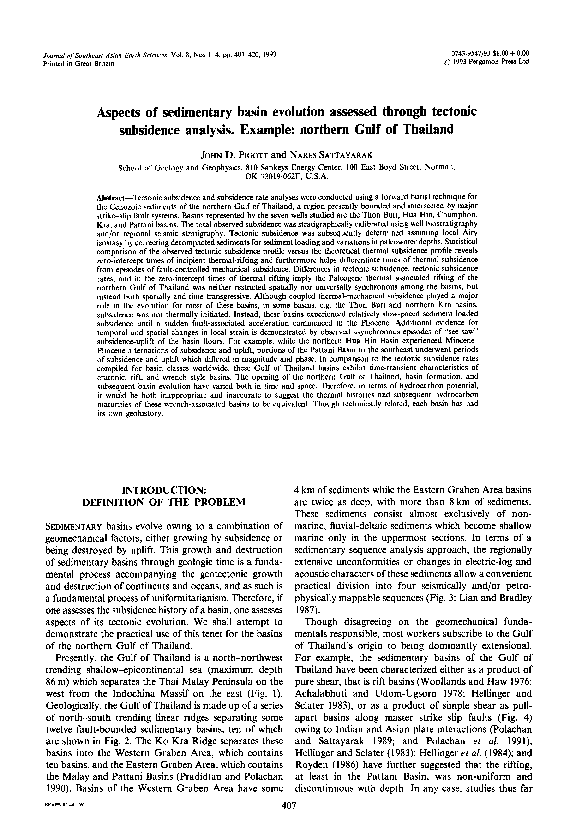 Pdf Aspects Of Sedimentary Basin Evolution Assessed Through Tectonic