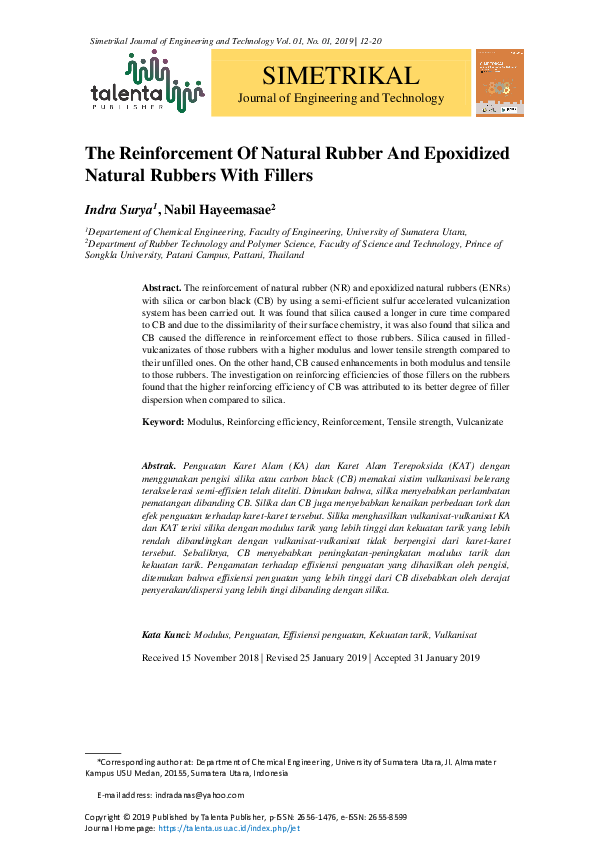 (PDF) Reinforcement of natural rubber and epoxidized natural rubbers ...