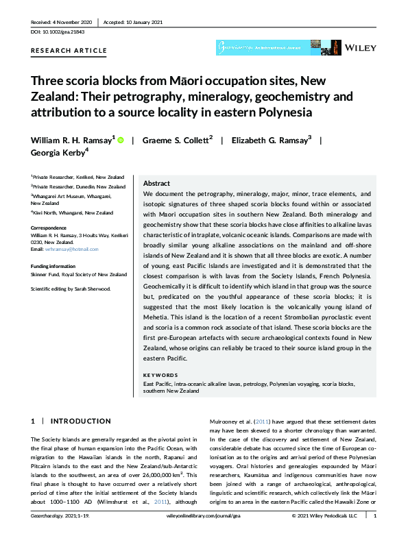 (PDF) Three scoria blocks from Māori occupation sites, New Zealand ...