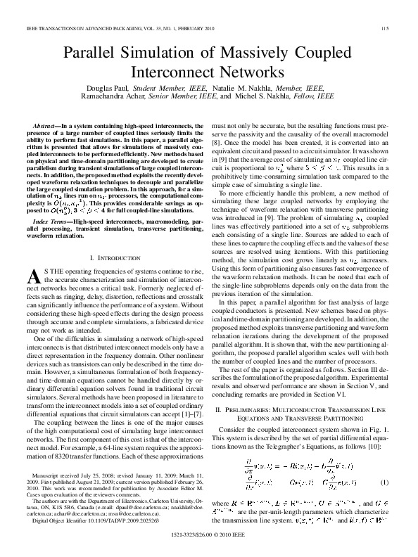 (PDF) Parallel Simulation of Massively Coupled Interconnect Networks