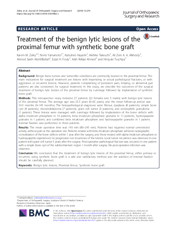 (PDF) Treatment of the benign lytic lesions of the proximal femur with ...