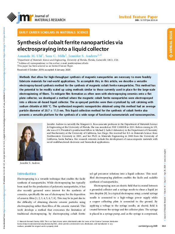 (PDF) Synthesis of Cobalt Ferrite Nanoparticles via Mechano-Thermal Route