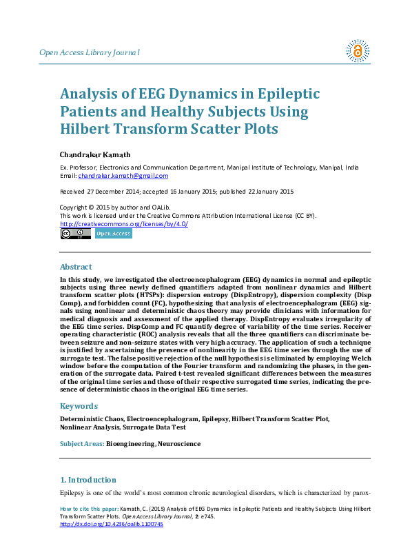 (PDF) Analysis of EEG Dynamics in Epileptic Patients and Healthy Subjects Using Hilbert ...
