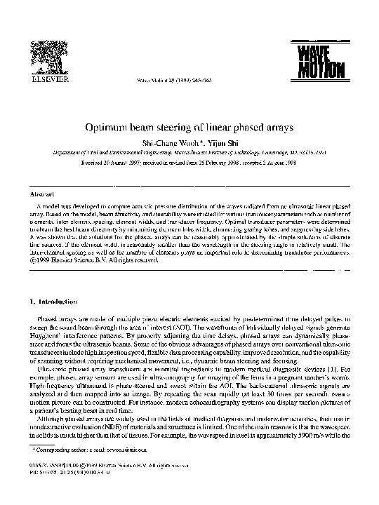 (PDF) Optimum beam steering of linear phased arrays