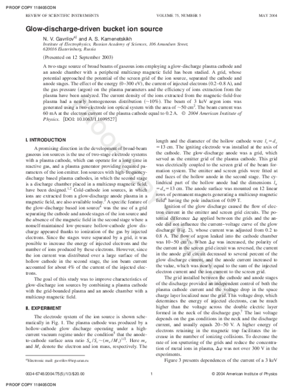 (PDF) Glow-discharge-driven bucket ion source