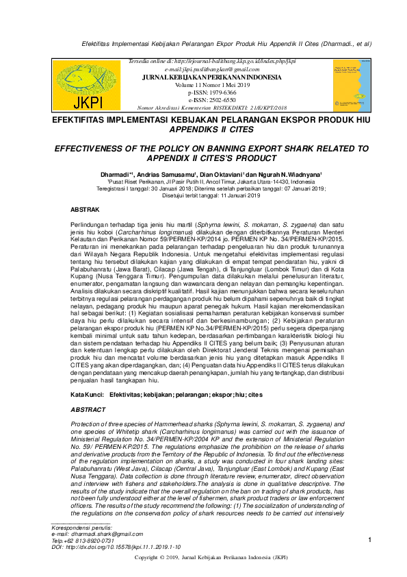 (PDF) Efektifitas Implementasi Kebijakan Pelarangan Ekspor Produk Hiu ...