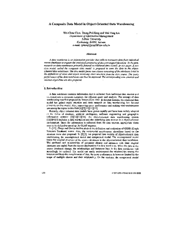 (PDF) A composite data model in object-oriented data warehousing