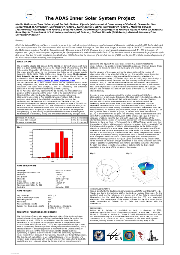 (PDF) The ADAS inner solar system project