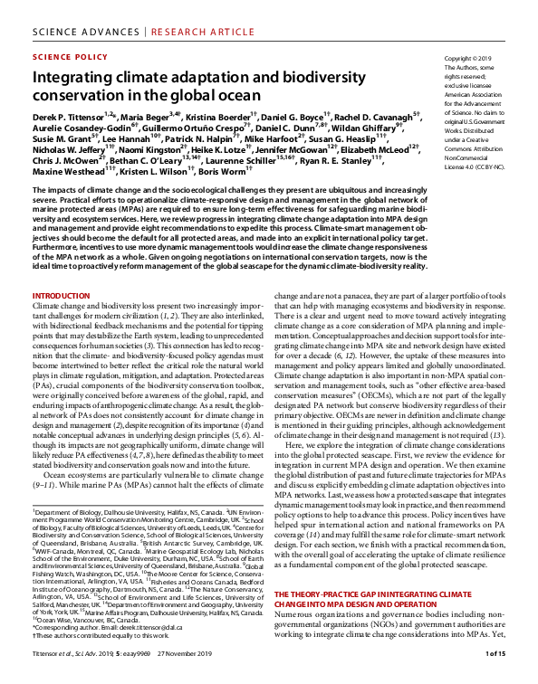 (PDF) Integrating climate adaptation and biodiversity conservation in ...