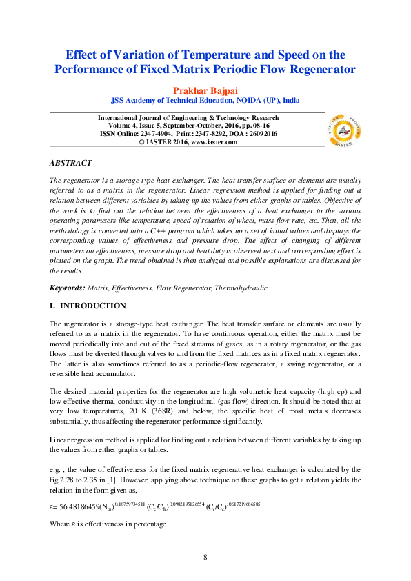 (PDF) Effect of Variation of Temperature and Speed on the Performance ...