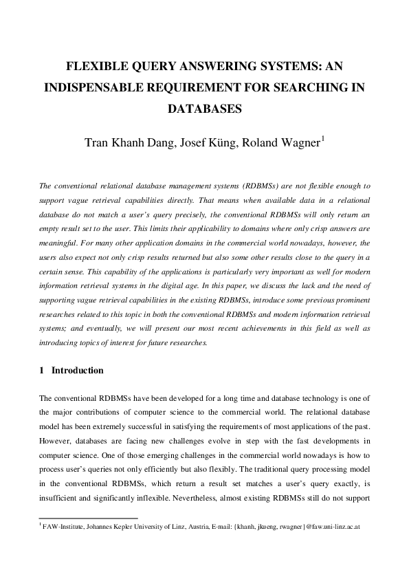 (PDF) Flexible Query Answering Systems: An Indispensable Requirement for Searching in Databases ...