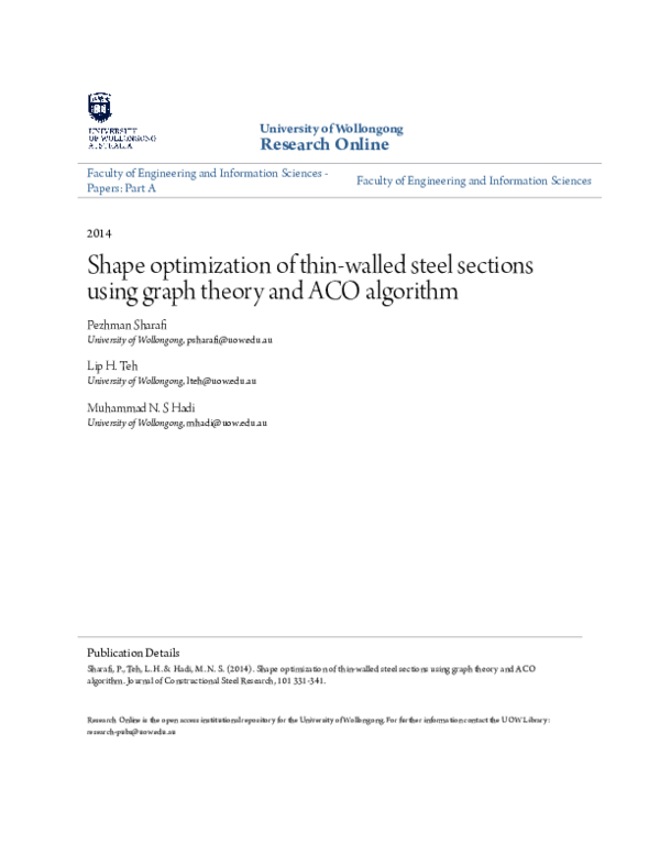 (PDF) Shape optimization of thin-walled steel sections using graph theory and ACO algorithm