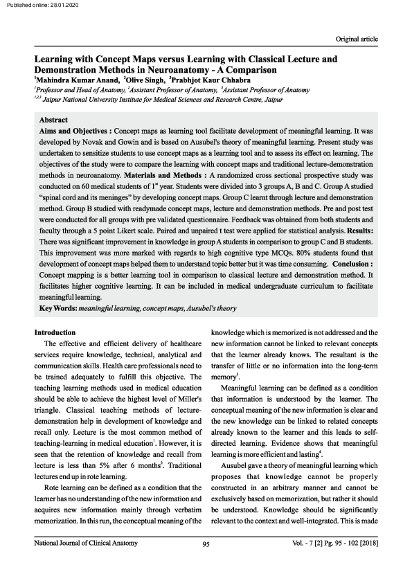Pdf Learning With Concept Maps Versus Learning With Classical Lecture