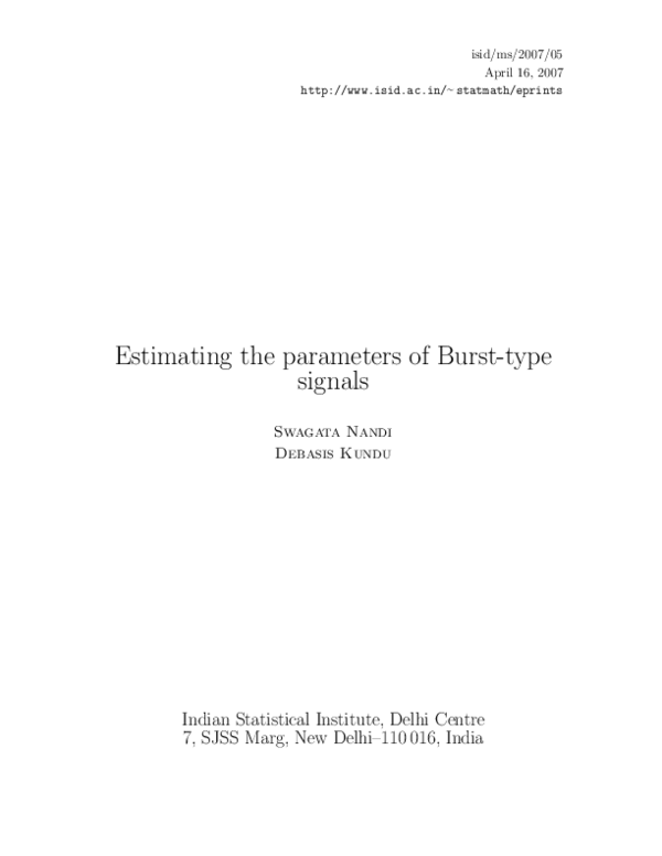 (PDF) Estimating the parameters of Burst-type signals