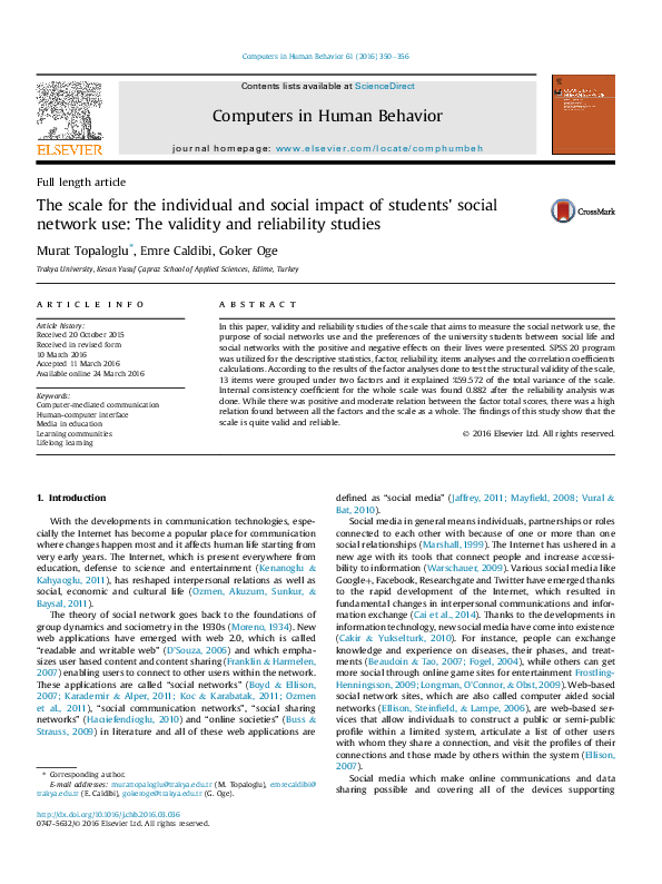 (PDF) The scale for the individual and social impact of students ...