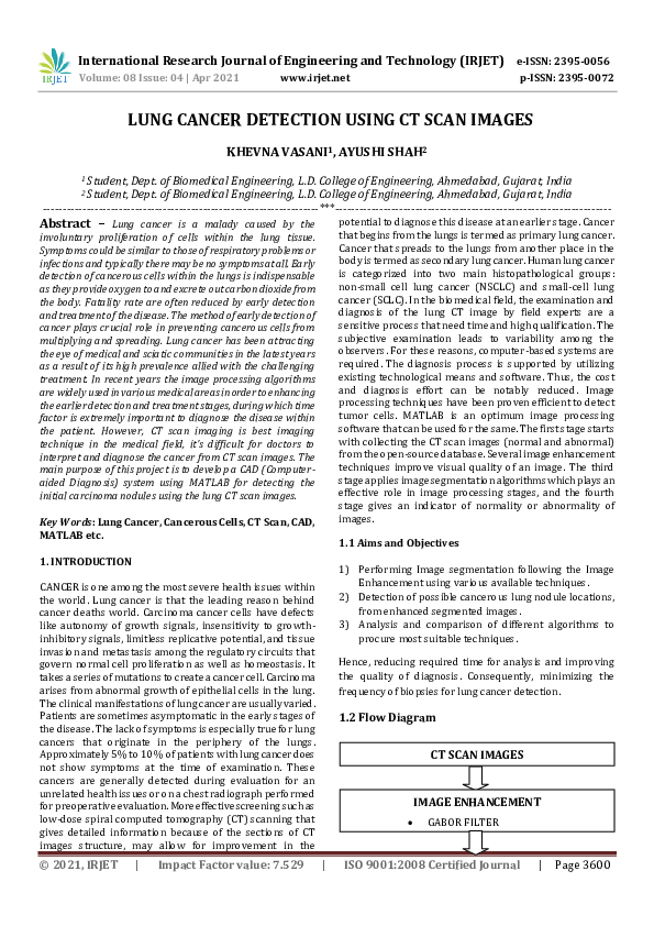 (PDF) IRJET- LUNG CANCER DETECTION USING CT SCAN IMAGES