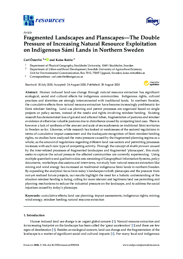 (PDF) Fragmented Landscapes and Planscapes—The Double Pressure of ...